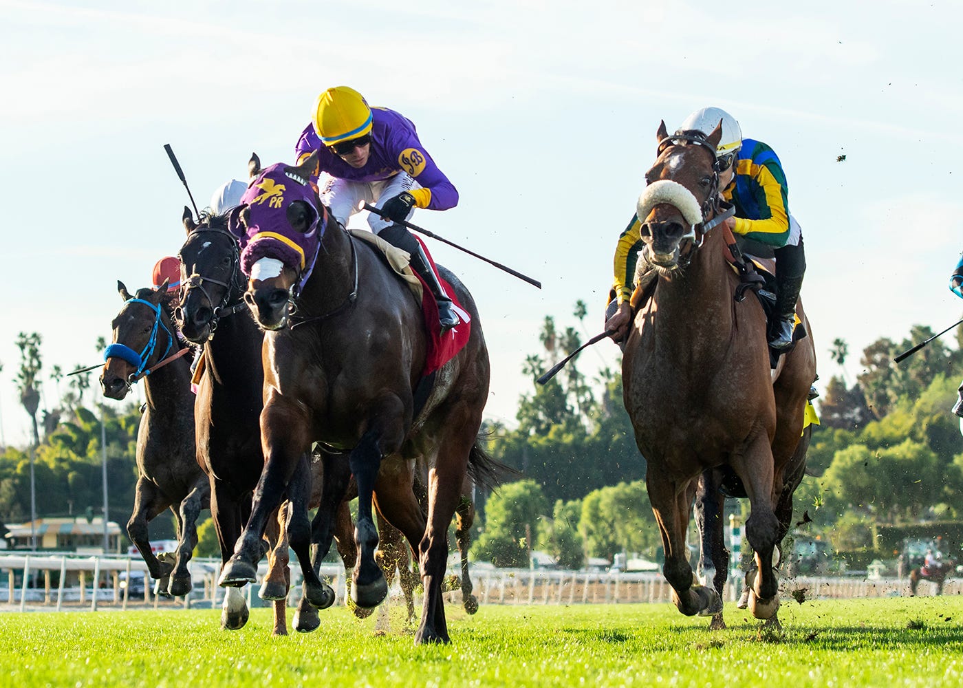 Irideo ($40.60) and Laprida notch upset in Clocker's Corner Stakes