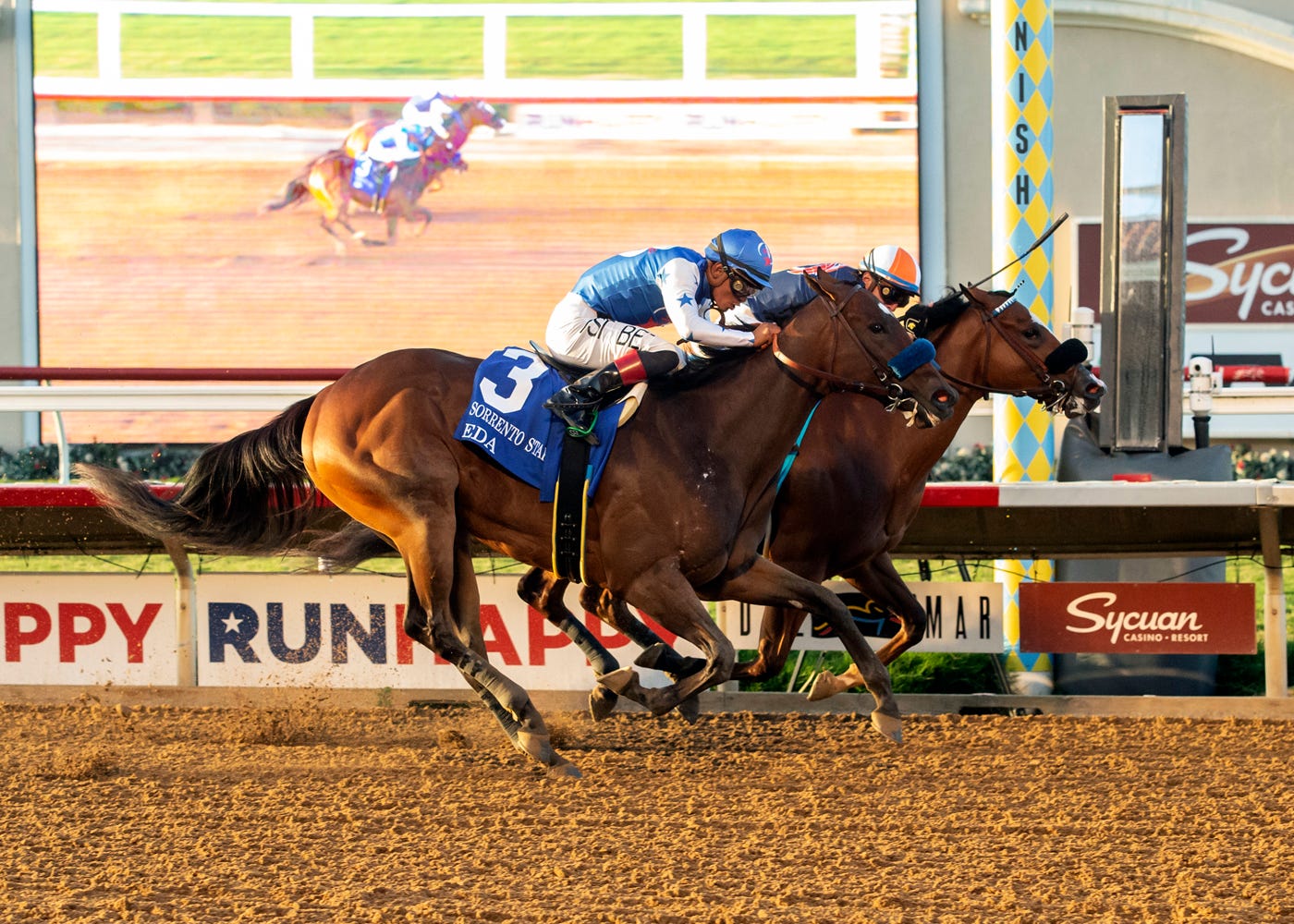 Elm Drive runs into familiar rival Eda in Angels Flight Stakes